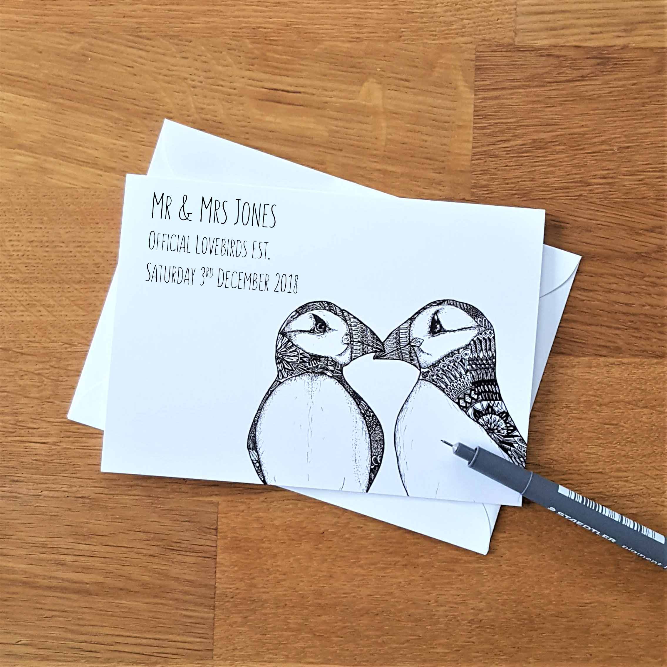 WEDDING CARD | Puffin love | Size A6